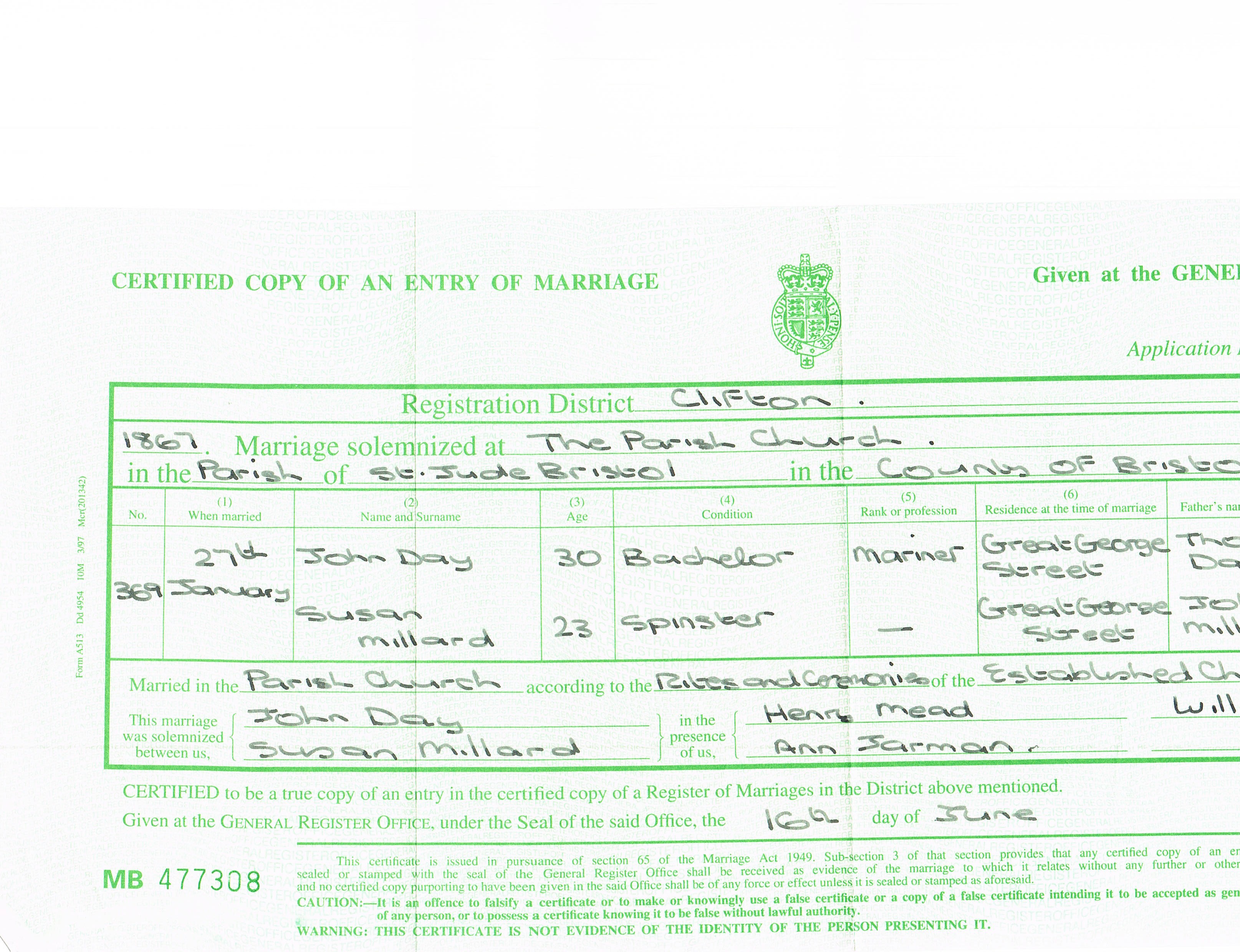 Ancestors of Susan MILLARD [19]