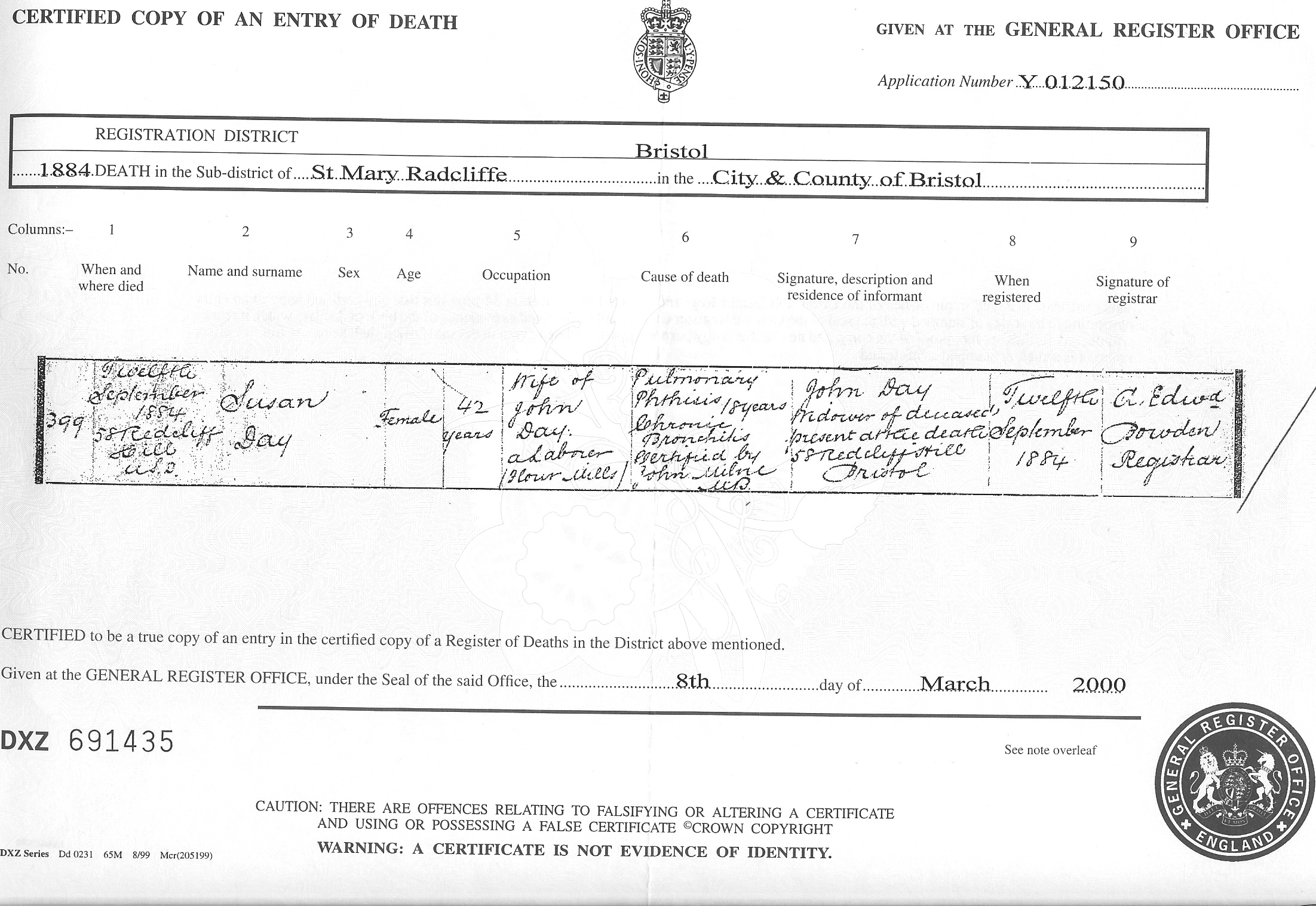 Ancestors of Susan MILLARD [19]